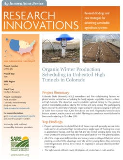 Organic Winter Production Scheduling in Unheated High Tunnels in ...